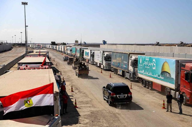 Humanitarian Aid Convoy Begins Crossing into Gaza Strip from Egypt | Kataeb