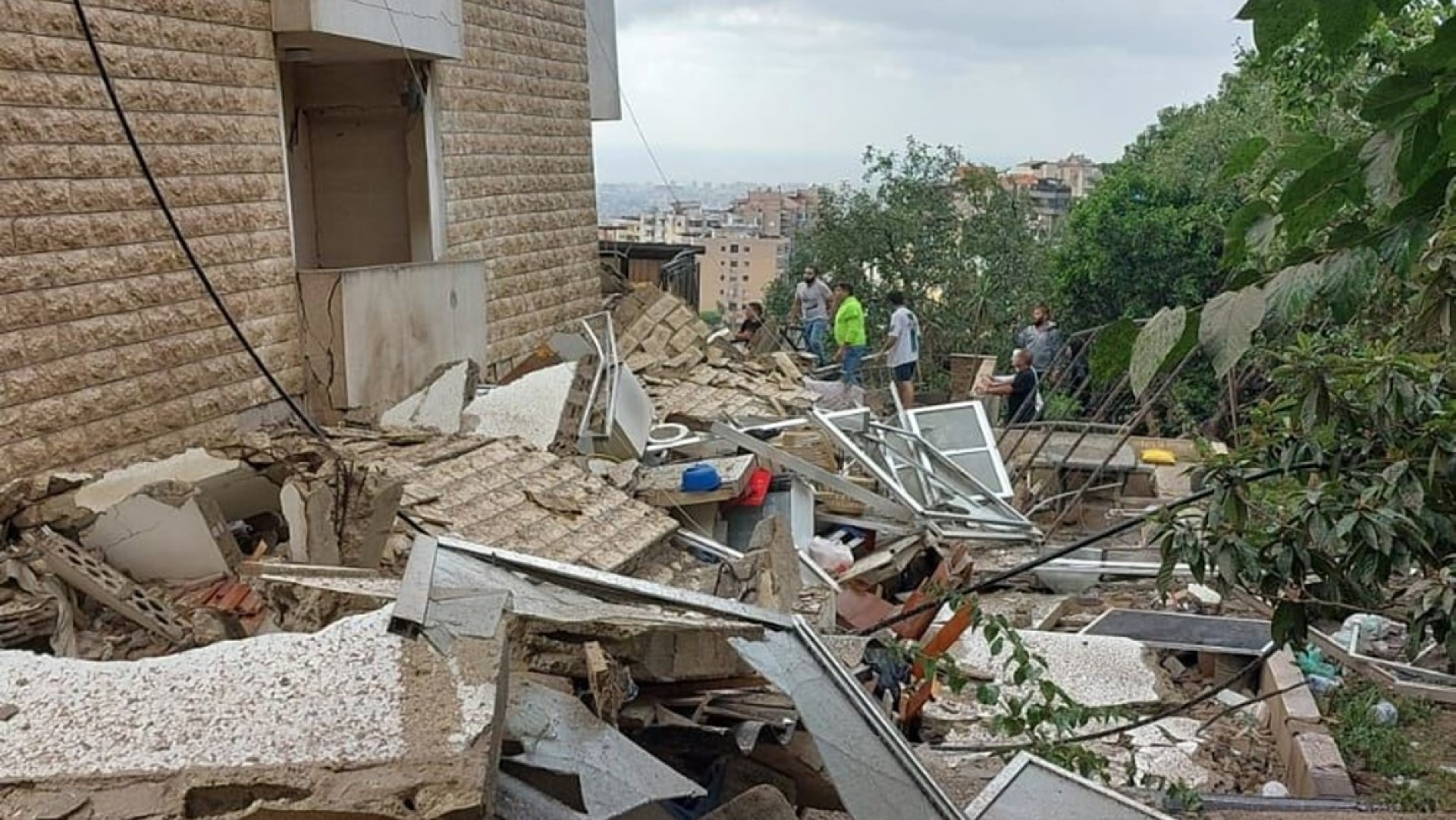 Ongoing Rescue Efforts by Civil Defense Following Mansourieh Building ...